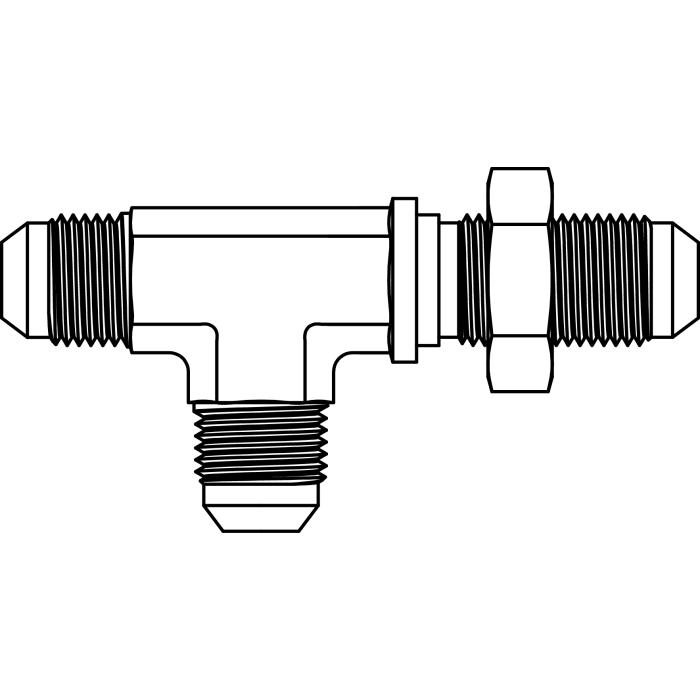 JIC Bulkhead Union Run Tee with Locknut
